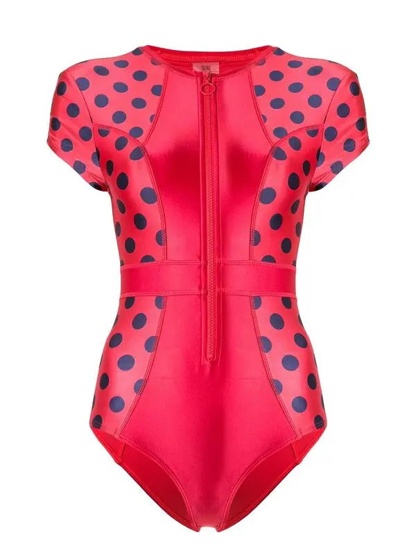 DUSKII Cerise Short Cap Sleeve Swimsuit - Red