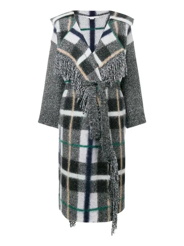 Stella McCartney Checked Belted Cardigan - Grey