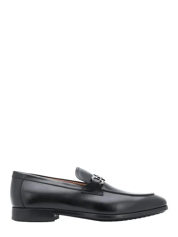 FERRAGAMO Ree Leather Loafers - Black