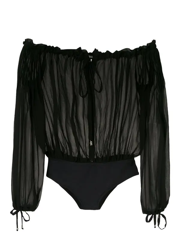 AMIR SLAMA Off-shoulder Ruched Body - Black