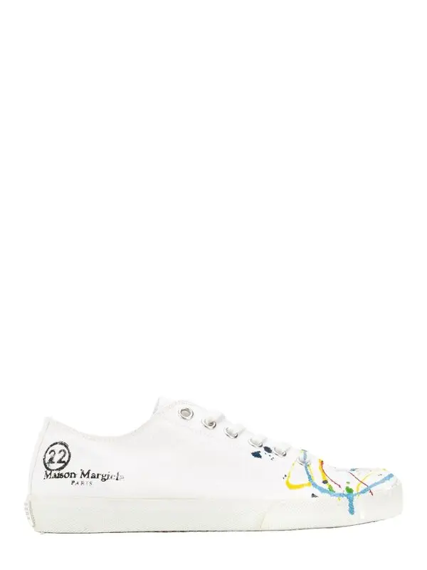 MAISON MARGIELA Tabi Paint-splatter Sneakers - White