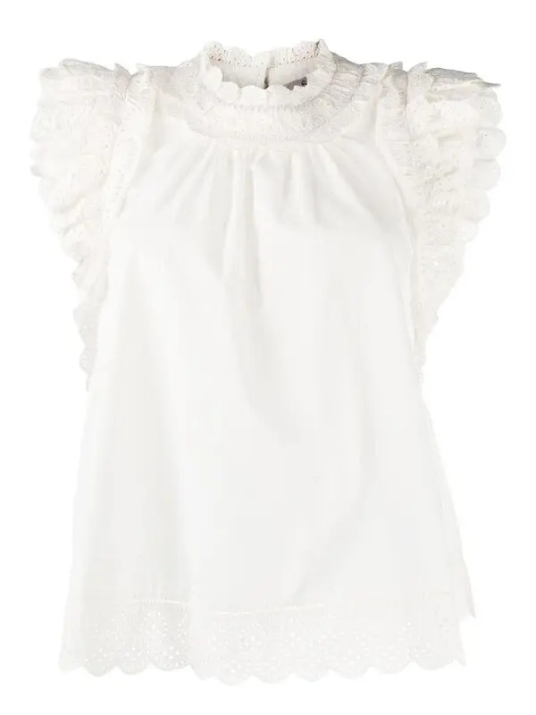 Sea Broderie Anglaise Ruffle-trimmed Blouse - White