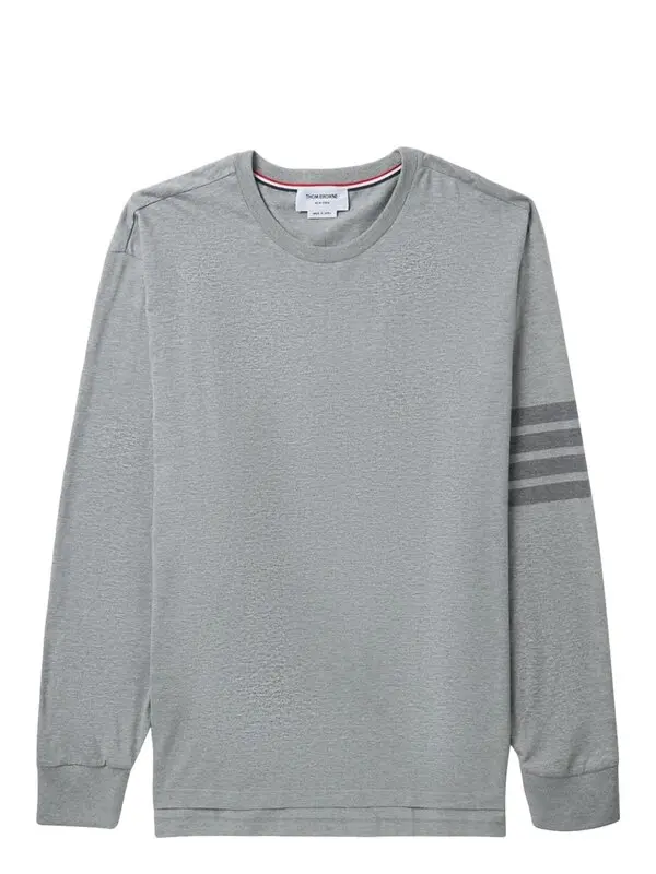 Thom Browne 4-bar Stripe Cotton T-shirt - Grey