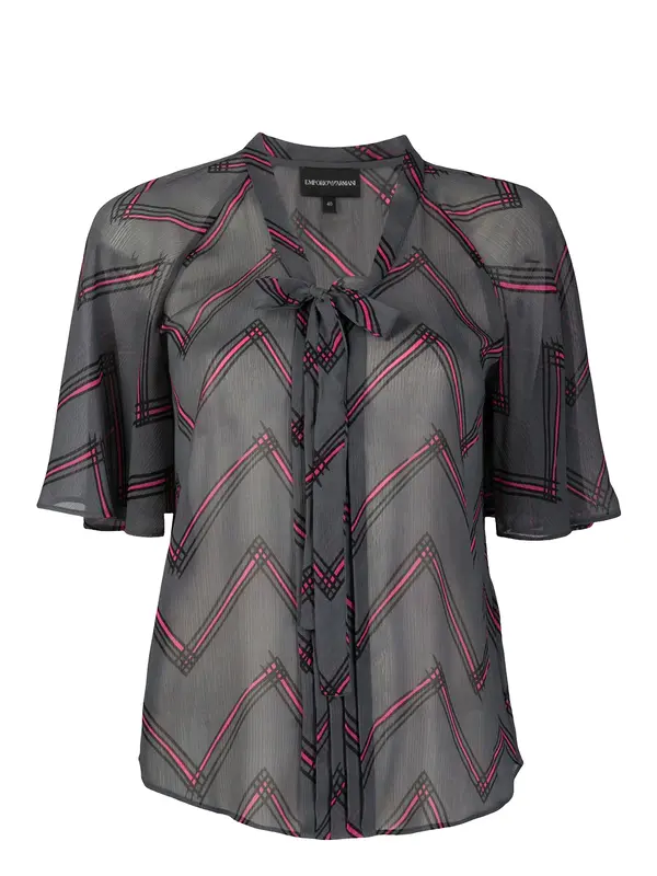 Emporio Armani Tie-front Blouse - Grey
