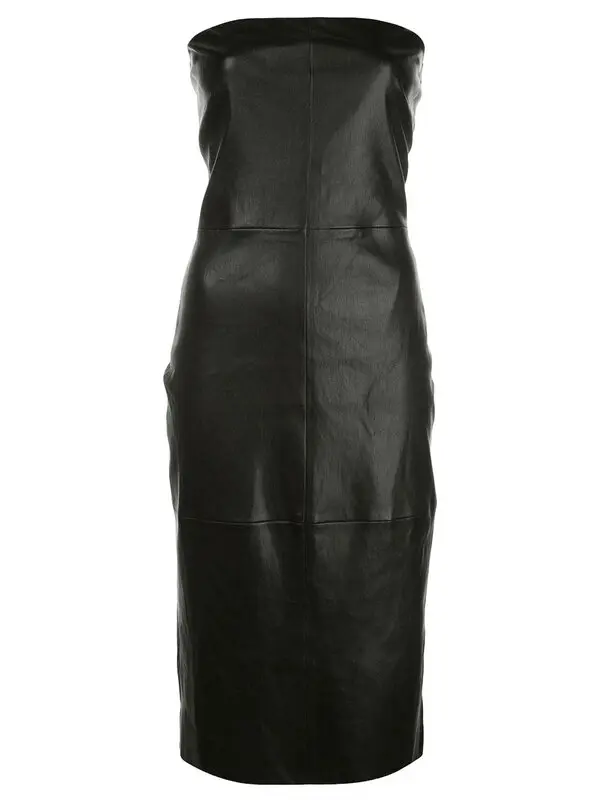 Rosetta Getty Leather Fitted Dress - Black