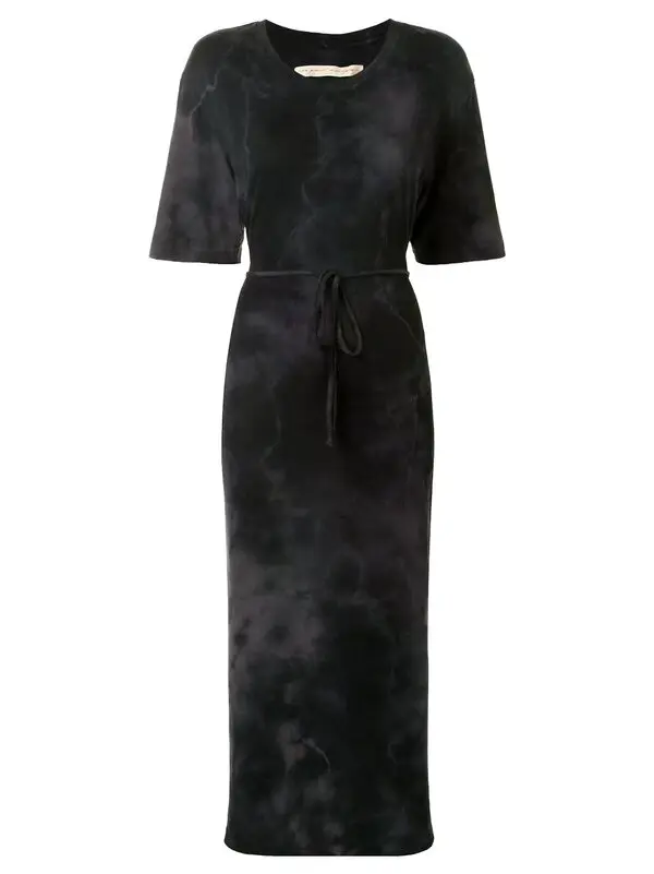 Raquel Allegra Tie-dye Cotton Midi Dress - Black