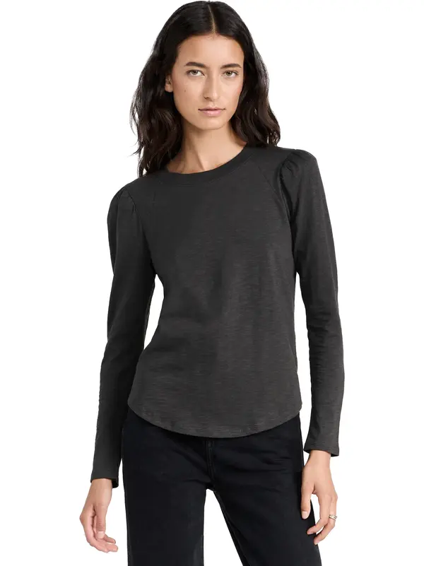 Veronica Beard Mason Baseball Tee - Charcoal