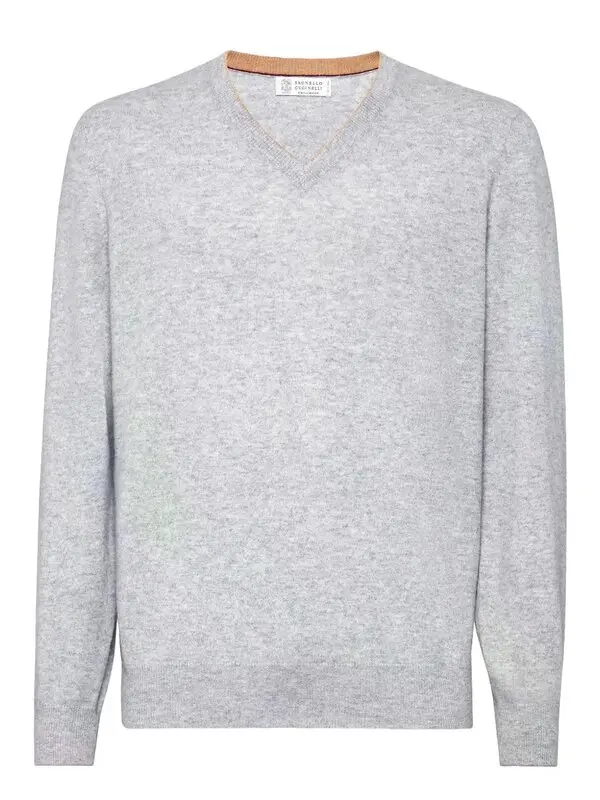 Brunello Cucinelli V-neck Long-sleeved Jumper - Grey