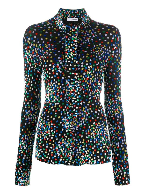 Rabanne Geometric Print Blouse - Black