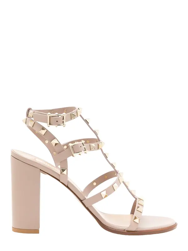 Valentino Garavani 90mm Rockstud Sandals - Neutrals