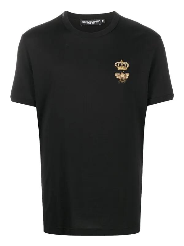 Dolce & Gabbana Embroidered Cotton T-shirt - Black