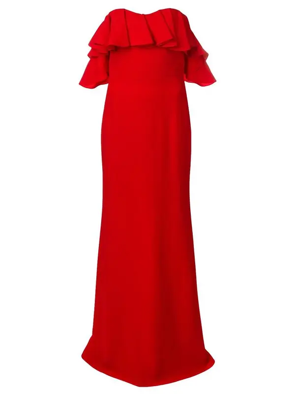 Alexander McQueen Off-the-shoulder Ruffled Evening Gown - Red