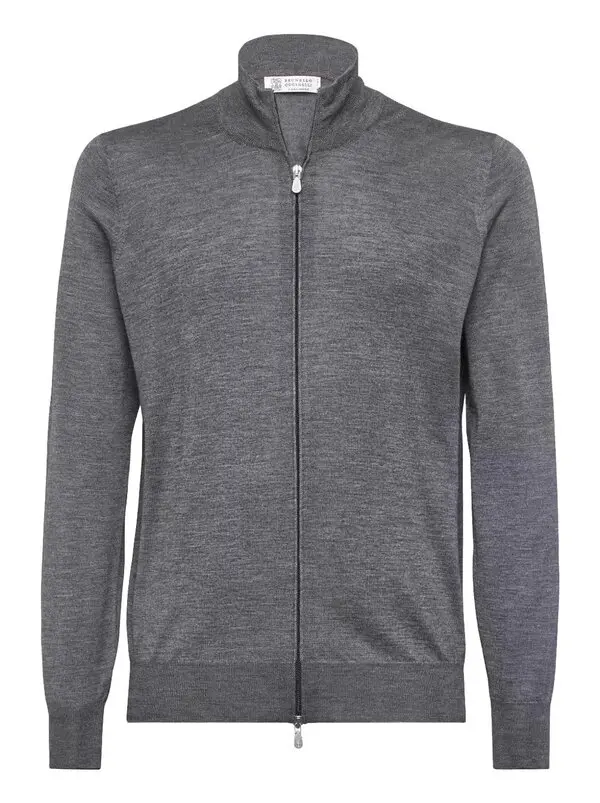Brunello Cucinelli Zip-up Knit Cardigan - Grey