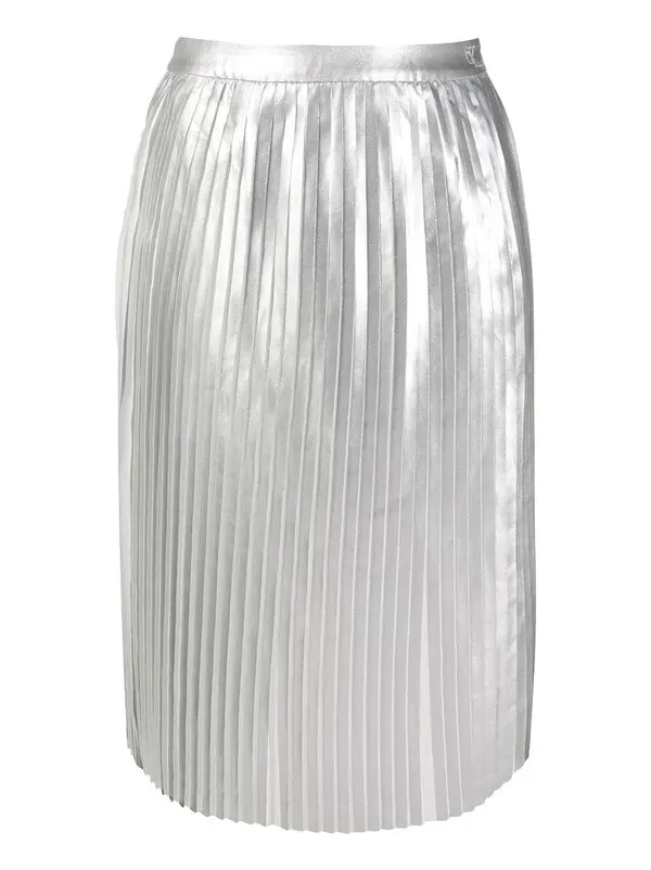 Calvin Klein Metallic Sheen Pleated Skirt - Silver