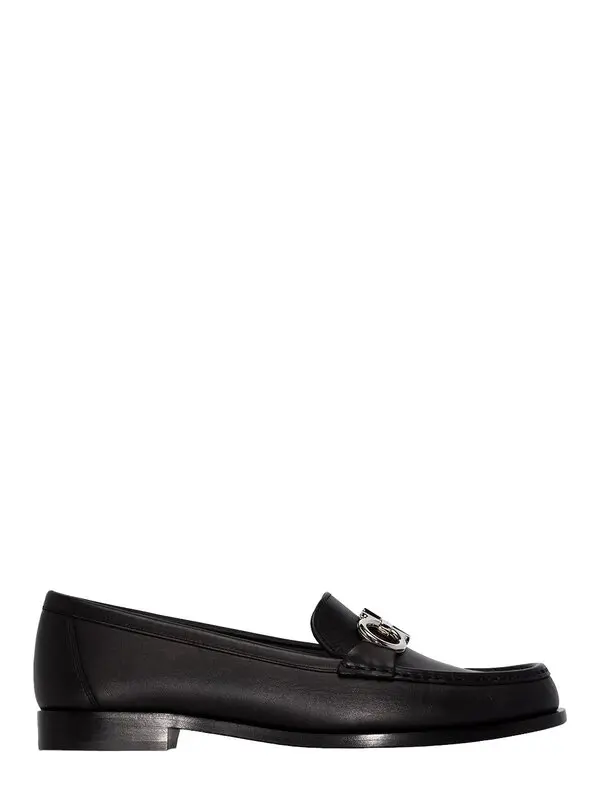 FERRAGAMO Gancini Plaque Low-heel Loafers - Black