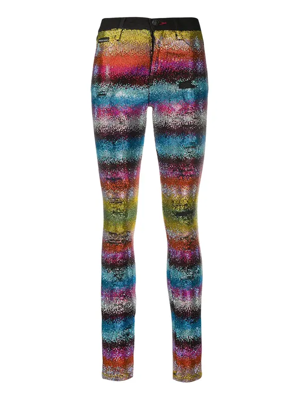 Philipp Plein Rainbow Crystal Embellished Jeans - Black