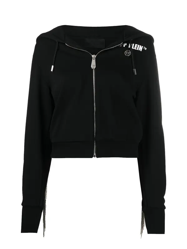 Philipp Plein Fringe Detail Hoodie - Black