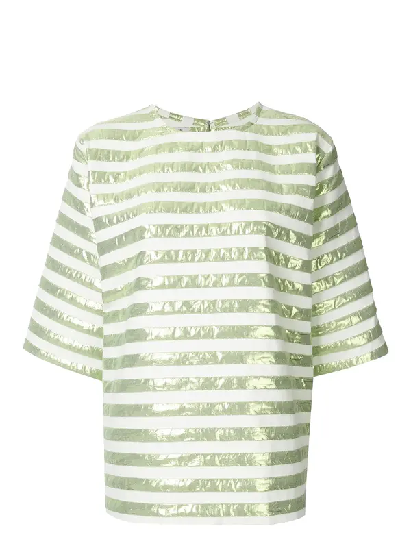 BAMBAH Short-sleeved Striped Top - Green