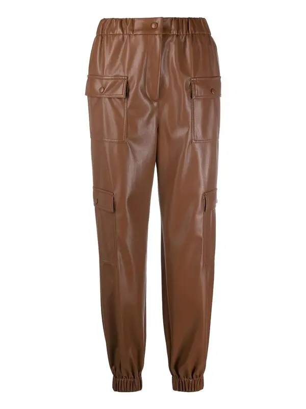 MSGM High-waisted Pocket-detail Trousers - Brown