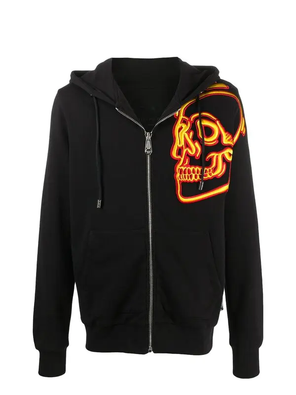 Philipp Plein Embroidered Skull Hoodie - Black