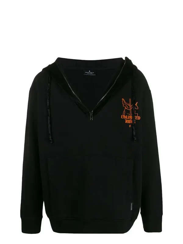 COUNTY OF MILAN Marcelo Burlon Printed Zip-up Hoodie - Black