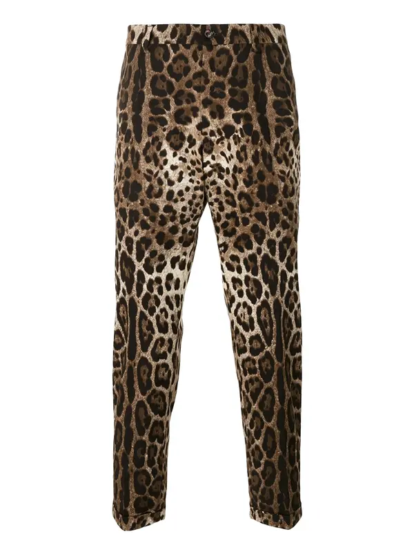 Dolce & Gabbana Leopard-print Trousers - Brown