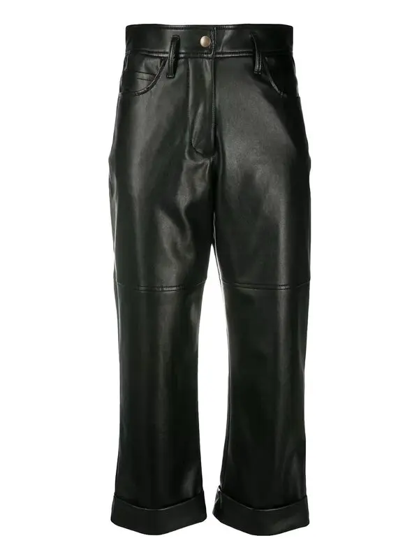 Philosophy Di Lorenzo Serafini Cropped Faux-leather Trousers - Black