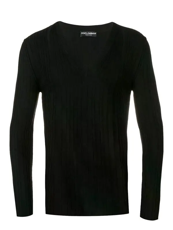 Dolce & Gabbana V-neck Virgin Wool Jumper - Black