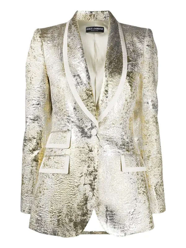 Dolce & Gabbana Metallic Textured Blazer - Gold