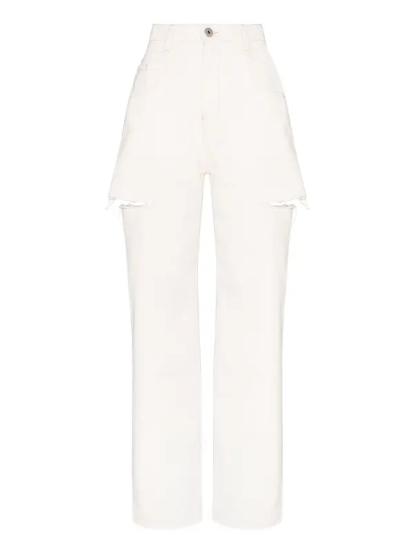 MAISON MARGIELA Distressed Straight-leg Jeans - White