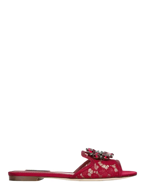 Dolce & Gabbana Rainbow Lace Brooch-detail Sandals - Red