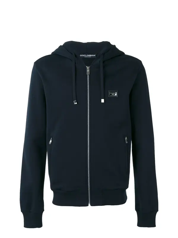 Dolce & Gabbana Zip-up Cotton Hoodie - Blue