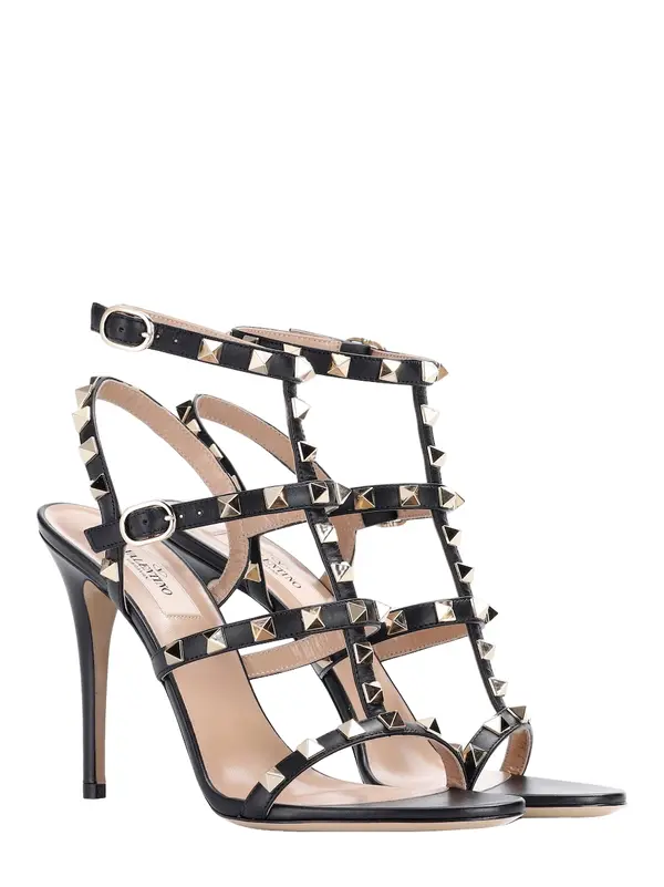 Valentino Garavani Rockstud Leather Sandals - Black