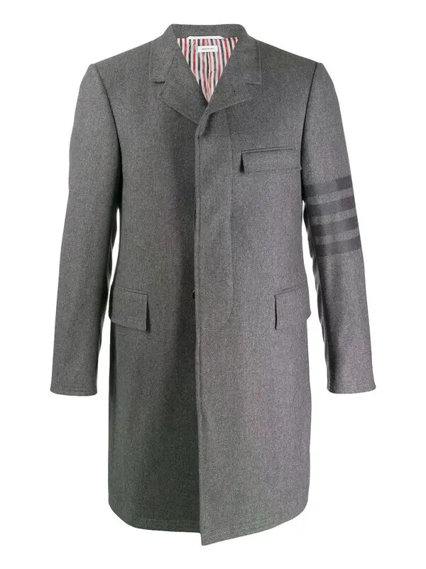 Thom Browne Tonal 4-bar Chesterfield Overcoat - Grey