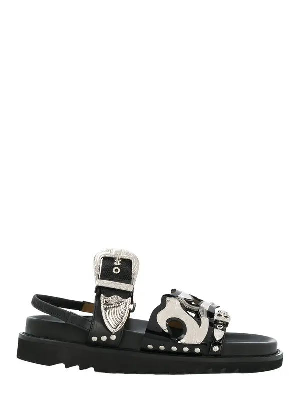 Toga Studded Strap Sandals - Black
