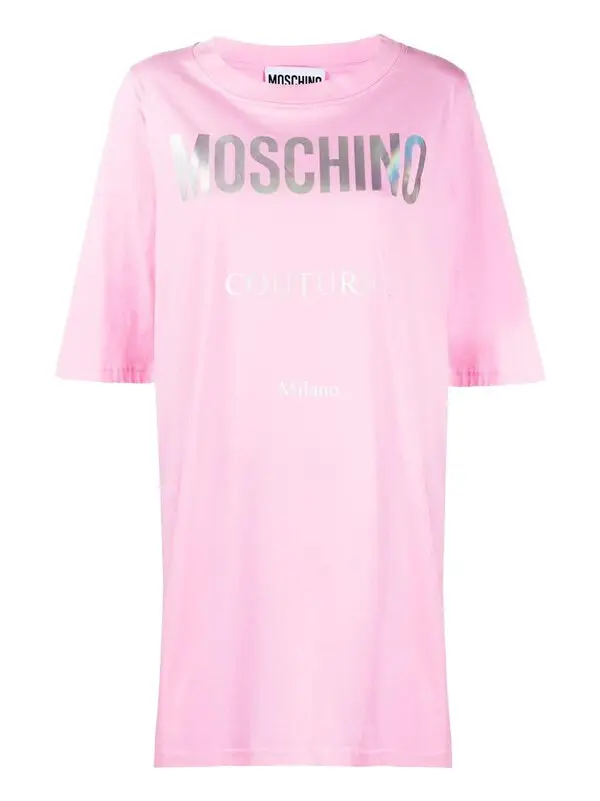 Moschino Logo Printed T-shirt Dress - Pink