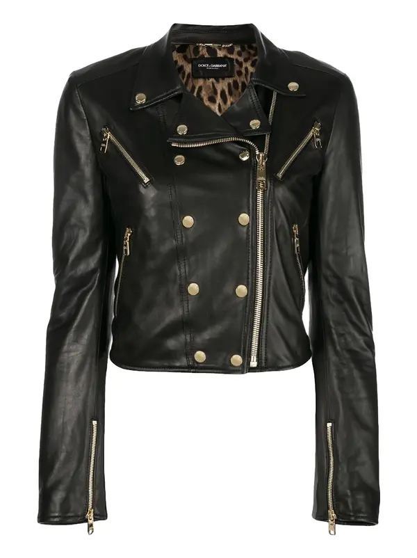 Dolce & Gabbana Zipper Trimmed Biker Jacket - Black