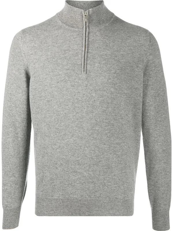 Brunello Cucinelli Zip-up Roll Neck Jumper - Grey