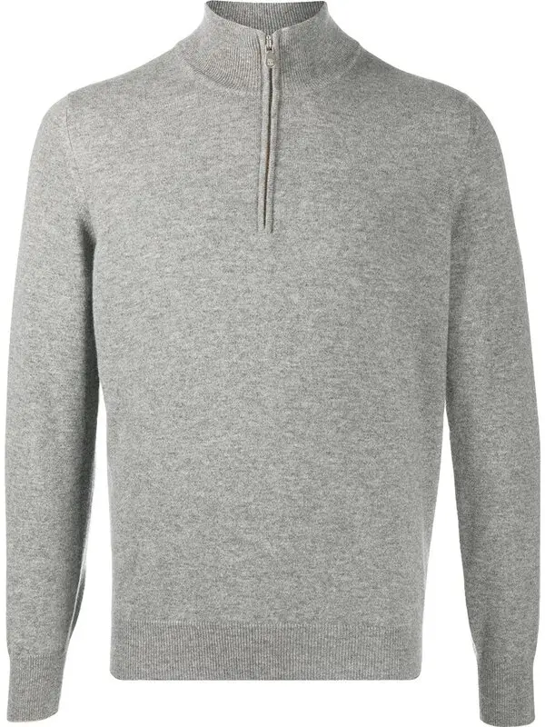 Brunello Cucinelli Zip-up Roll Neck Jumper - Grey