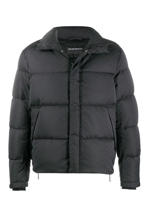 Emporio Armani Jacquard Quilted Puffer Jacket - Black