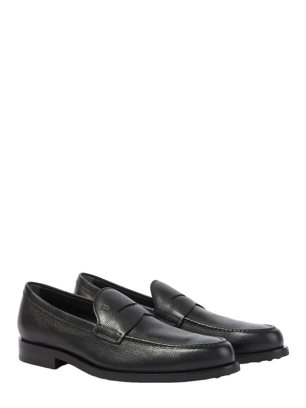 TOD'S Leather Penny Loafers - Black