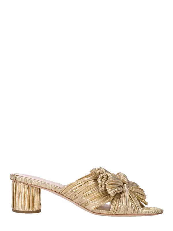 LOEFFLER RANDALL Emilia Pleated Knot Mules - Gold