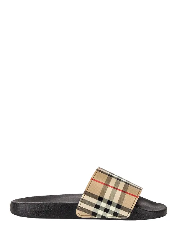 Burberry Furley Check Slides - Archive Beige
