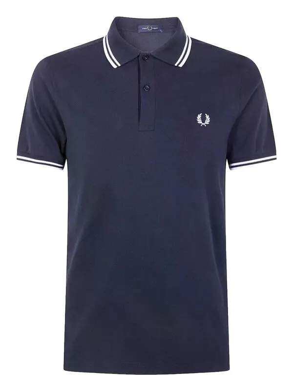 Fred Perry Stripe-trim Logo Polo Shirt - Blue