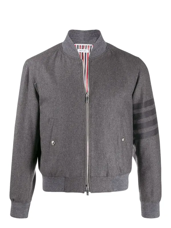 Thom Browne 4-bar Flannel Blouson Jacket - Grey