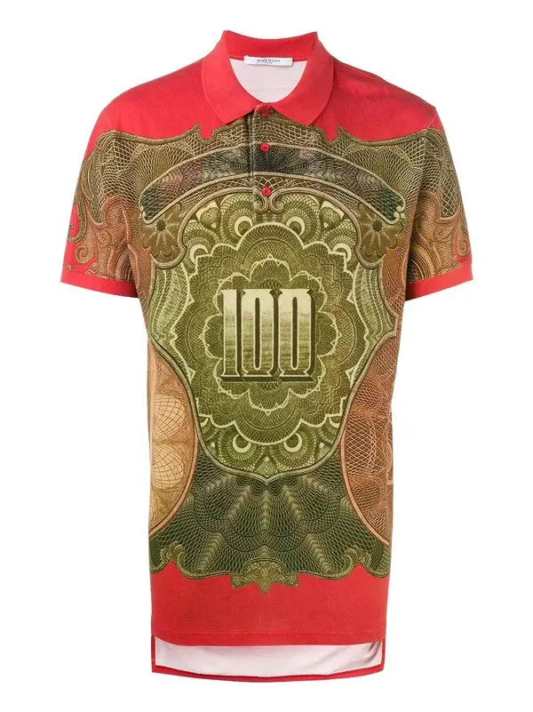Givenchy Dollar Print Polo Shirt - Red