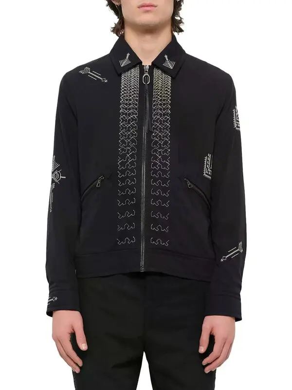 LANVIN Arrow Embroidered Shirt Jacket - Blue