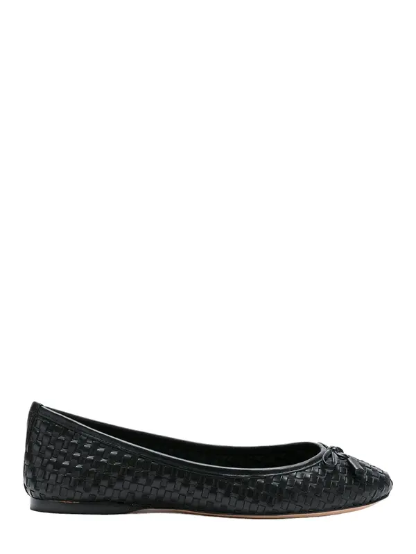 STUDIO CHOFAKIAN Leather Woven Flats - Black