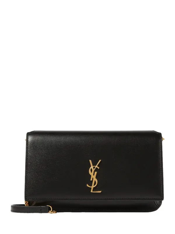 Saint Laurent Cassandre Leather Phone Pouch - Black