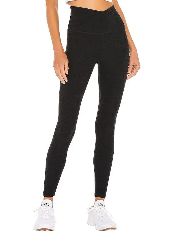 Beyond Yoga Spacedye At Your Leisure High Waisted Midi Legging In Black - Darkest Night